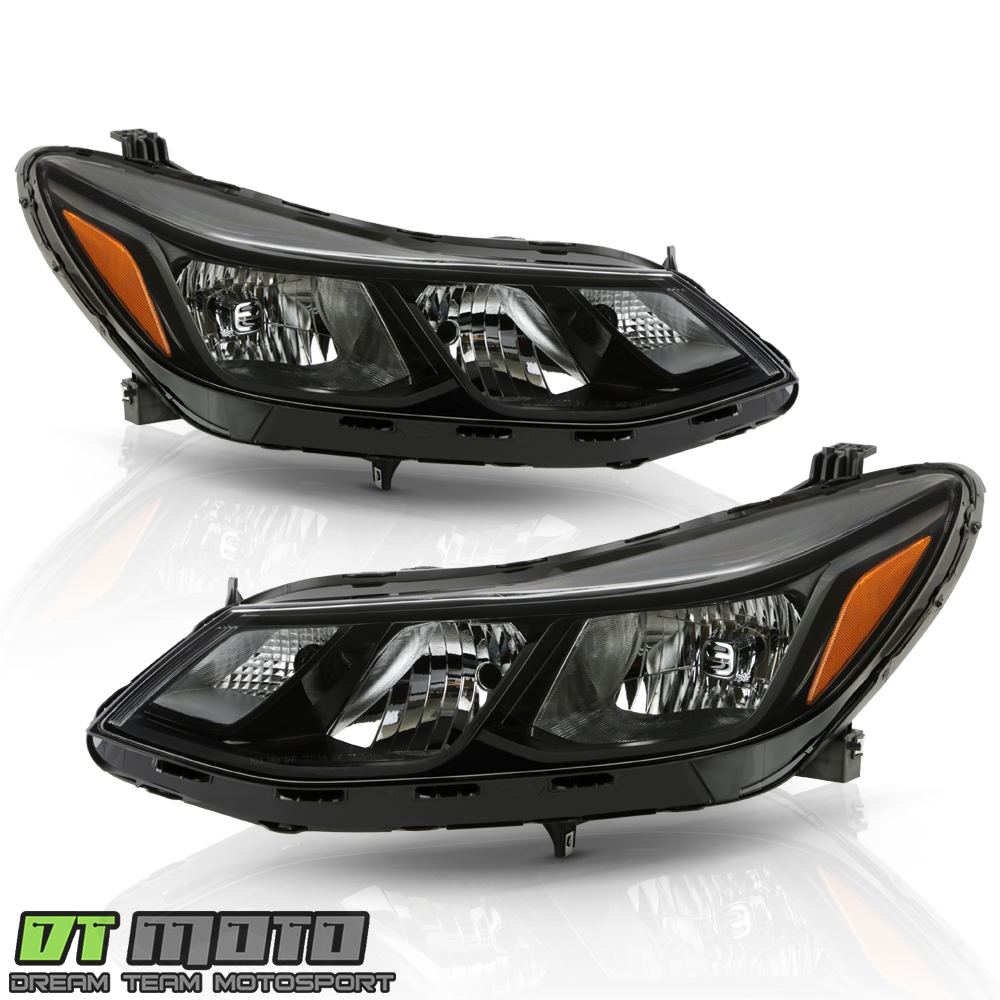 [ALL BLACK] 2016 2017 2018 Chevy Cruze Halogen Headlights Headlamps ...