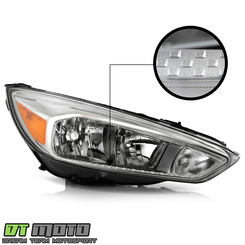 2015-2018 Ford Focus Chrome Bezel w/o LED DRL Halogen Headlight Lamp ...