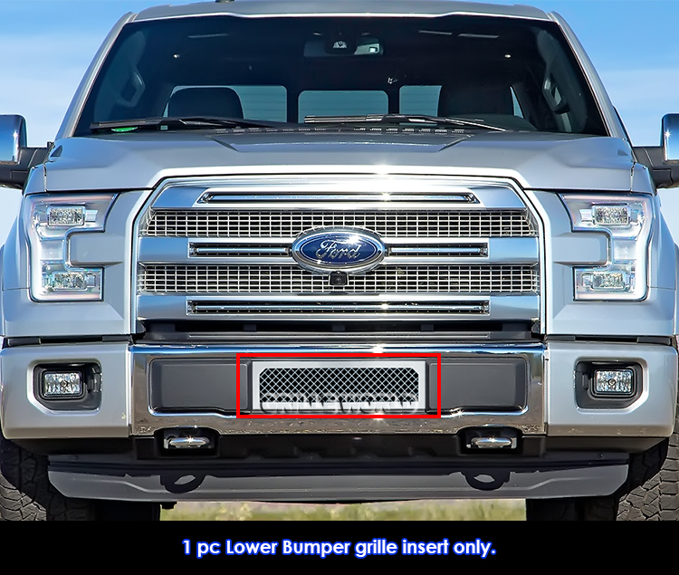 Fits 2015-2017 Ford F-150 Lower Bumper Stainless Chrome Mesh Grille ...