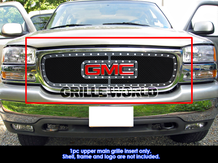 Fits 1999-2002 GMC Sierra/2001-2006 Yukon Stainless Black Rivet Grille ...