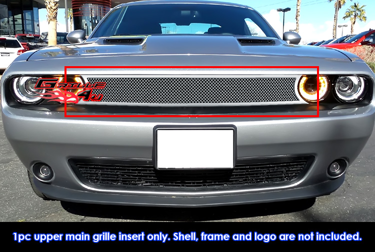 Fits 2015-2023 Dodge Challenger Main Upper Stainless Chrome Mesh Grille ...
