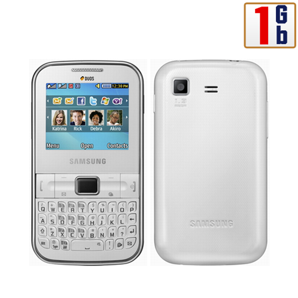 UNLOCKED NEW SAMSUNG C3222 CHAT 1GB PURE WHITE DUAL SIM QWERTY GSM ...