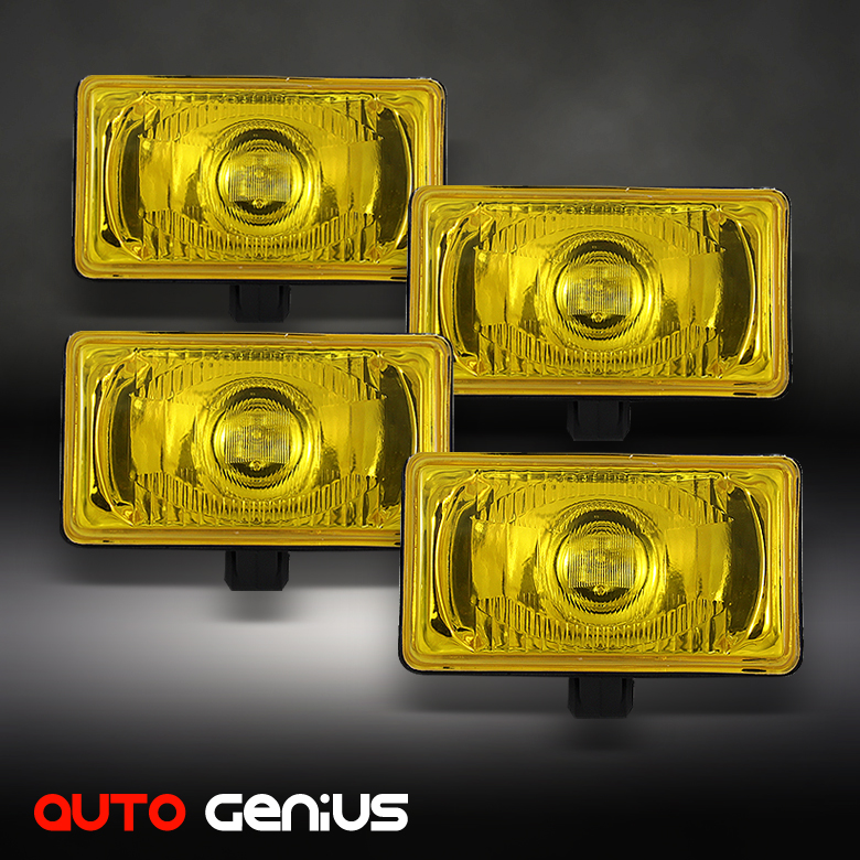 4x 6.25" 4X4 OFF ROAD RECTANGULAR YELLOW FOG LIGHTS w/HALOGEN SIGN ...