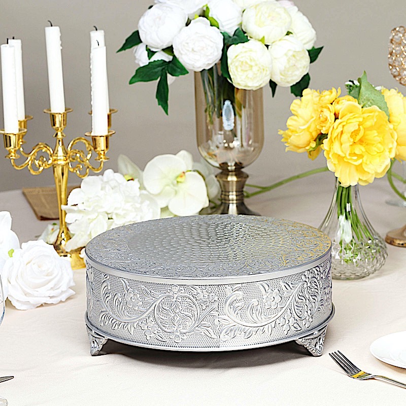 14-Inch wide Round Embossed Cake Stand Riser Wedding Decorations ...