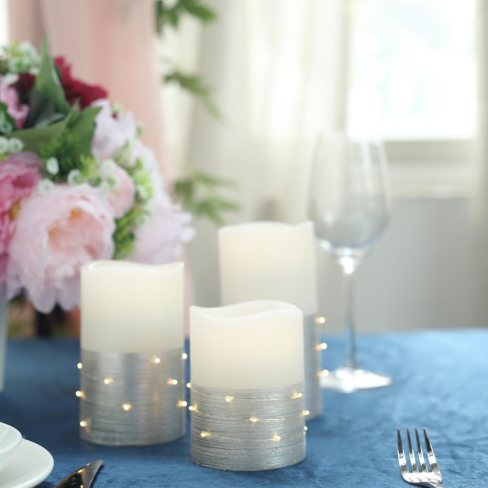 4" 6" 8" LED Pillar Candles String Lights Remote Control Wedding ...