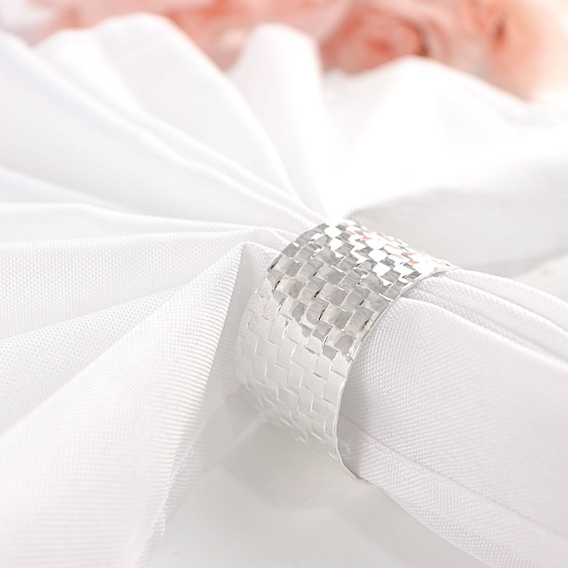 4 Round Metallic Dinner NAPKIN RINGS Basket Weave Design Party Events ...
