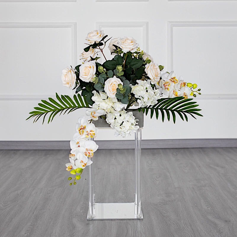 Clear Crystal Rectangular Stand Flower Vase Column Wedding Home ...