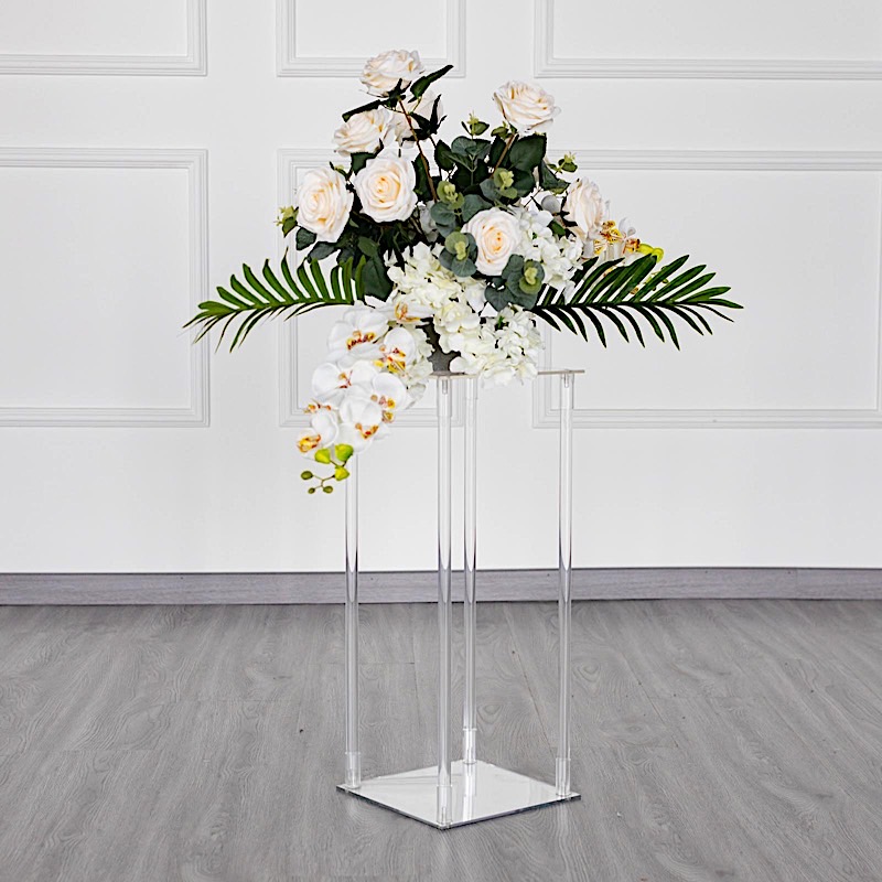 Clear Crystal Rectangular Stand Flower Vase Column Wedding Home ...