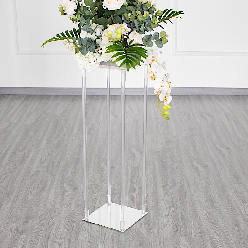 Clear Crystal Rectangular Stand Flower Vase Column Wedding Home ...