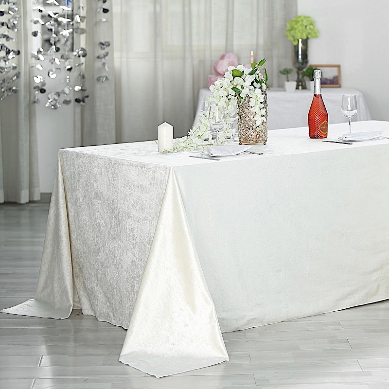 90x156-Inch Rectangular Premium Velvet Tablecloth Party Wedding Table ...