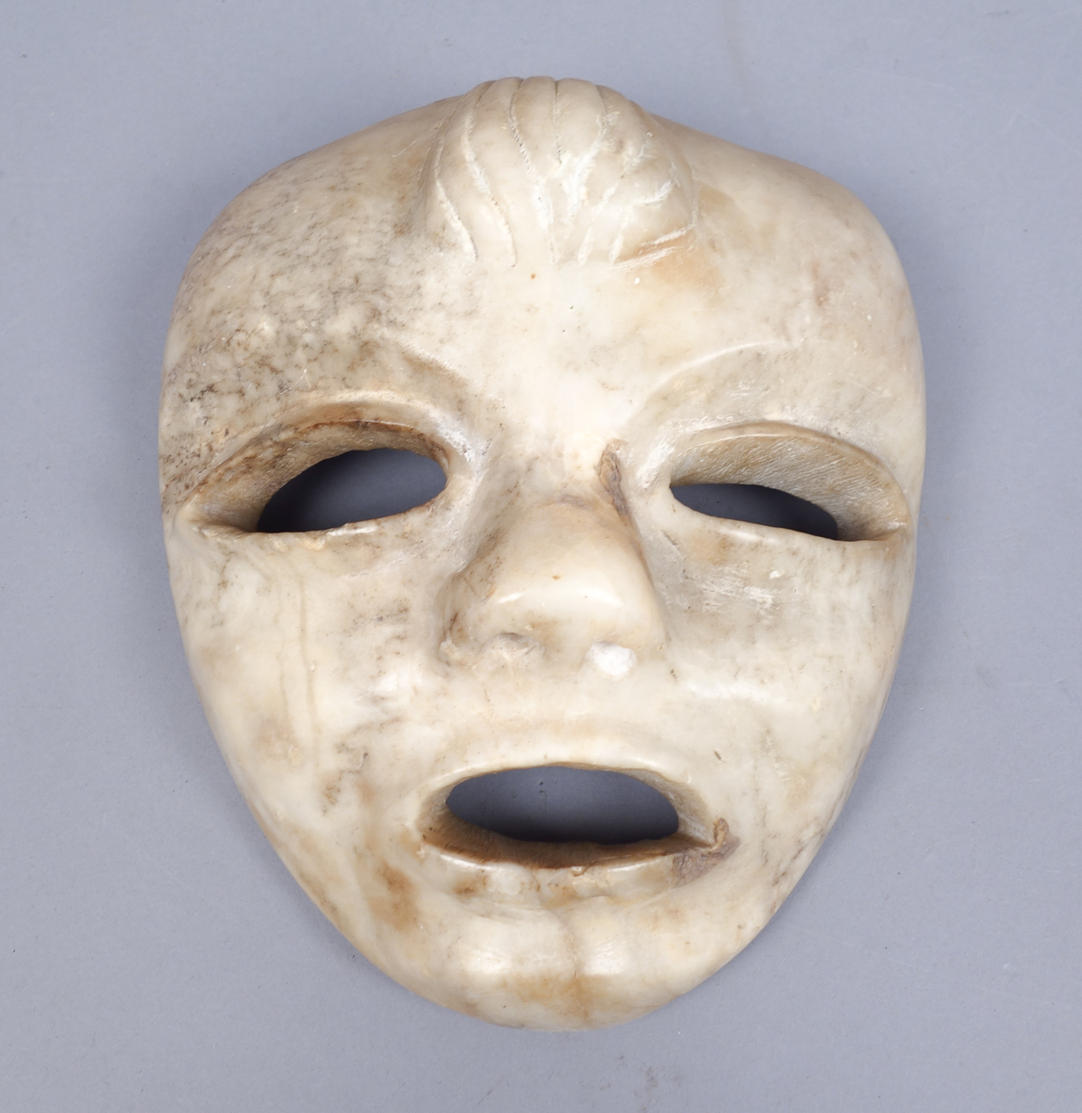 Unusual Estate Found c1900 Carved Alabaster Face Mask Hanging Sculpture