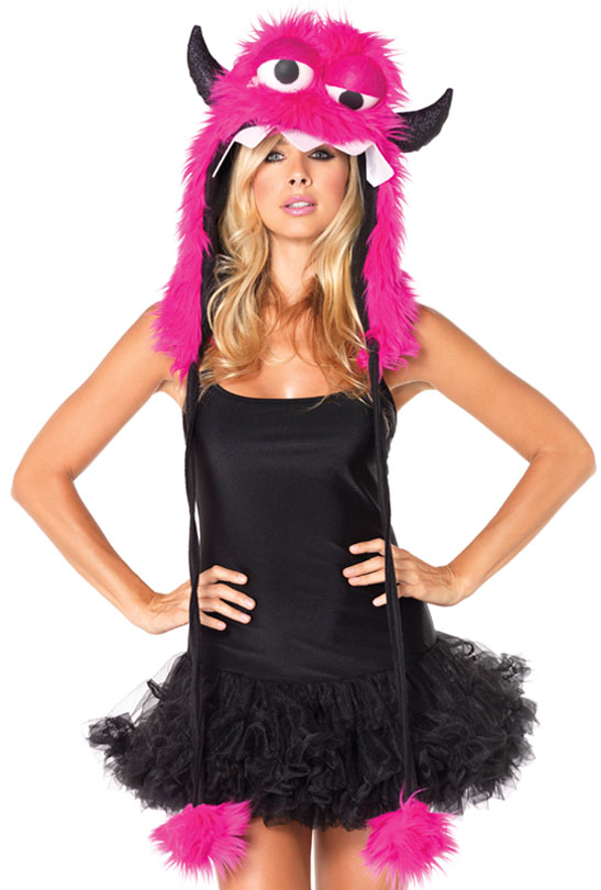 Cute Hot Pink Furry Monster Costume Hat Hood Adult | eBay
