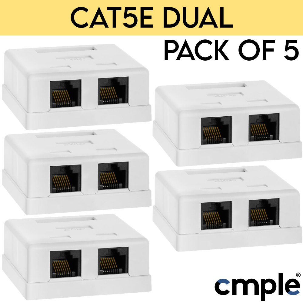 White RJ45 Surface Mount Box Cat5 Cat6 Cable Female RJ45 Connector 1 2 ...