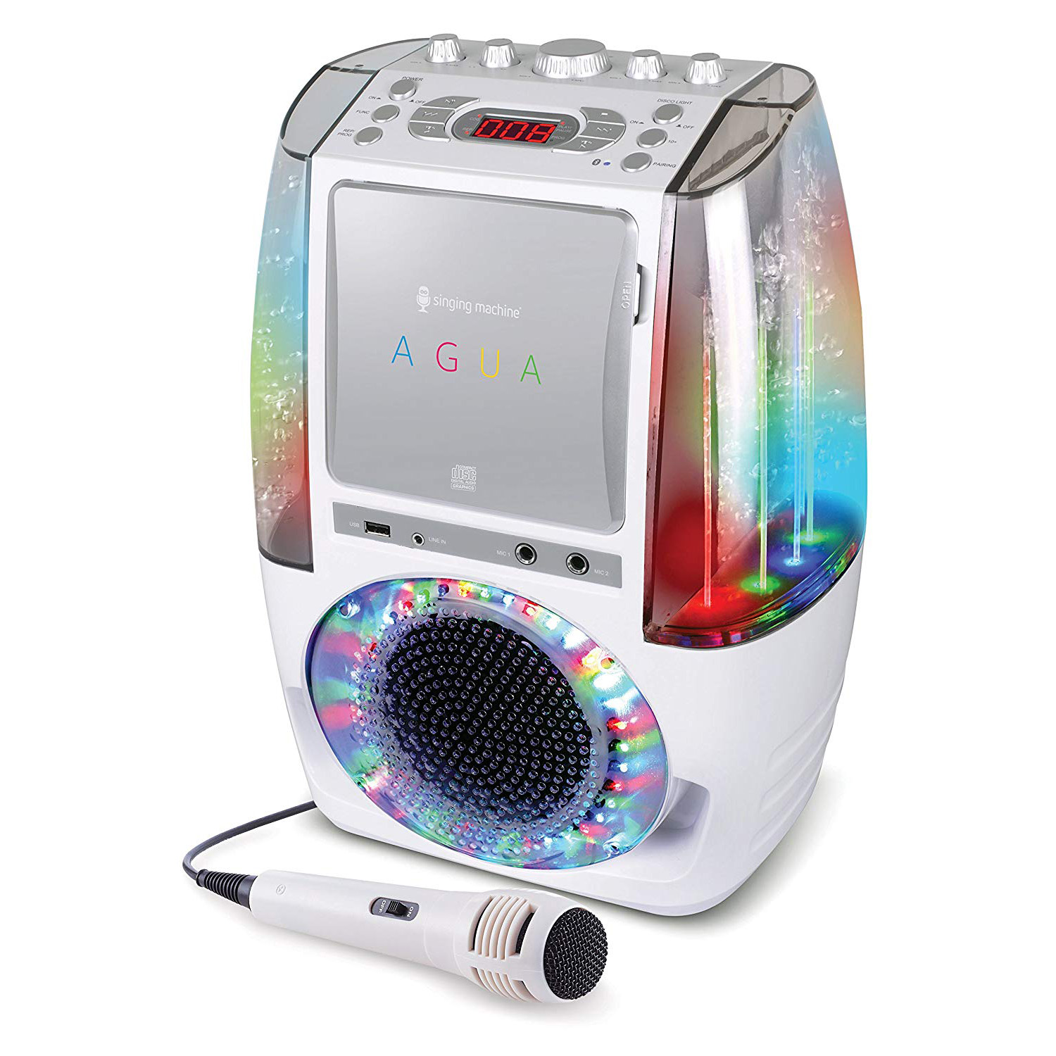 Singing Machine Agua SML605 At Home Karaoke System w/ LED Disco Lights ...