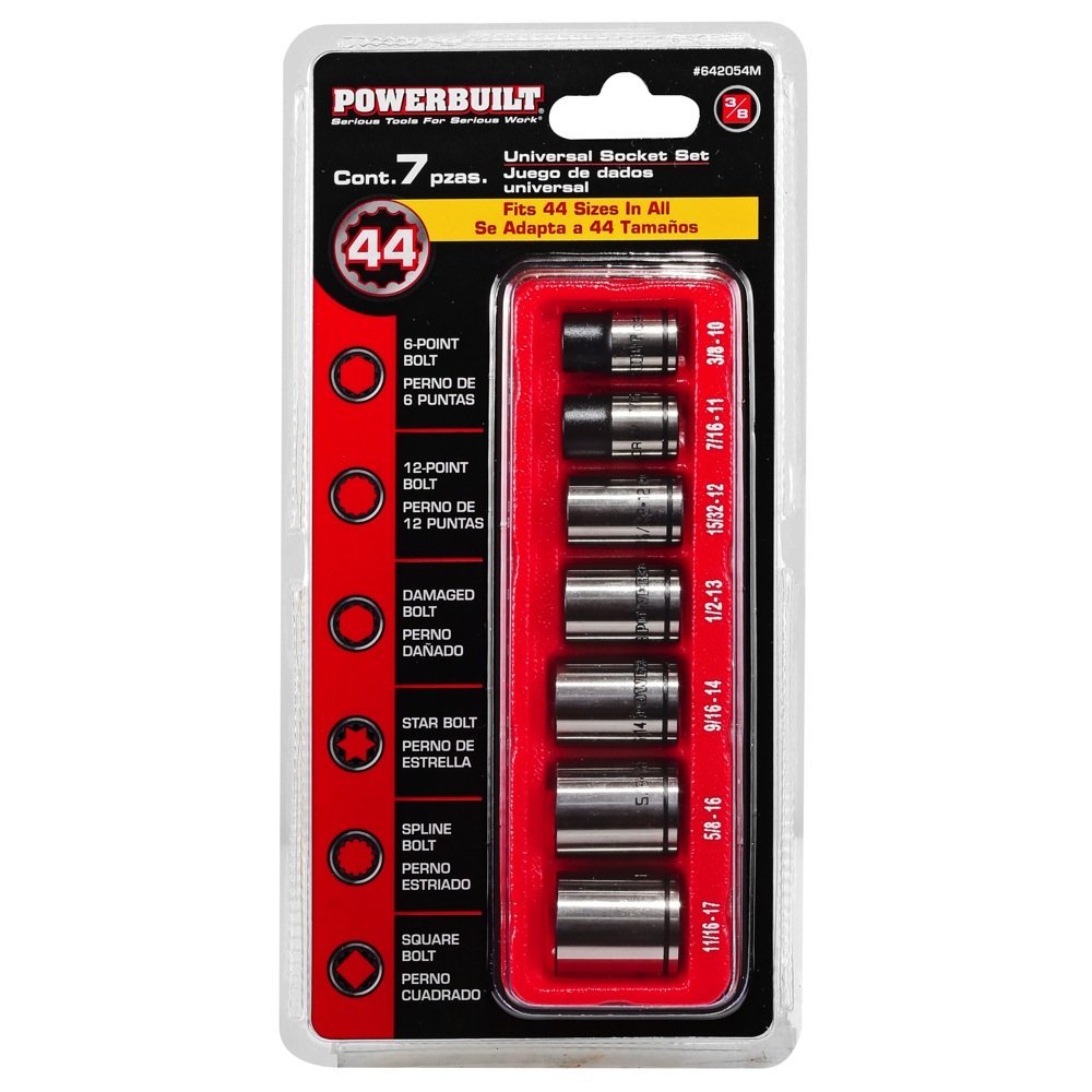 Powerbuilt 7 Piece 3 8 Inch Drive Universal Spline Socket Set 642054 Ebay