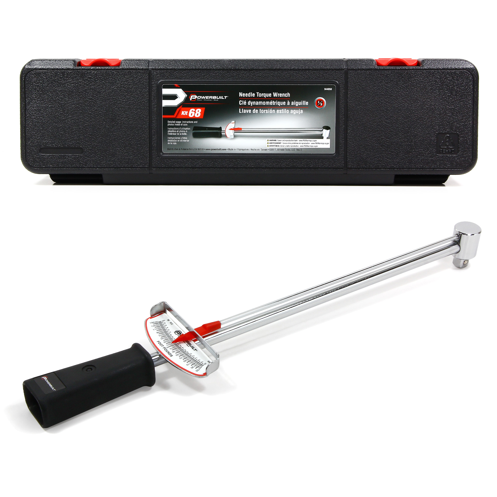 Powerbuilt 1/2-Inch Drive Needle Torque Wrench Kit 68 with Storage Case ...