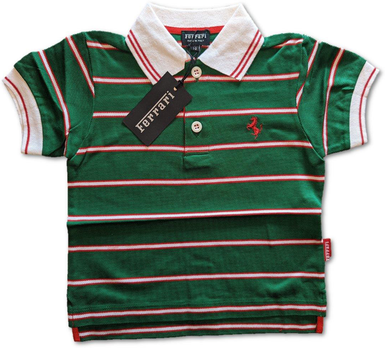 POLO Scuderia Ferrari Team F1 Formula 1 Polo Bambini NUOVA! Righe bambini