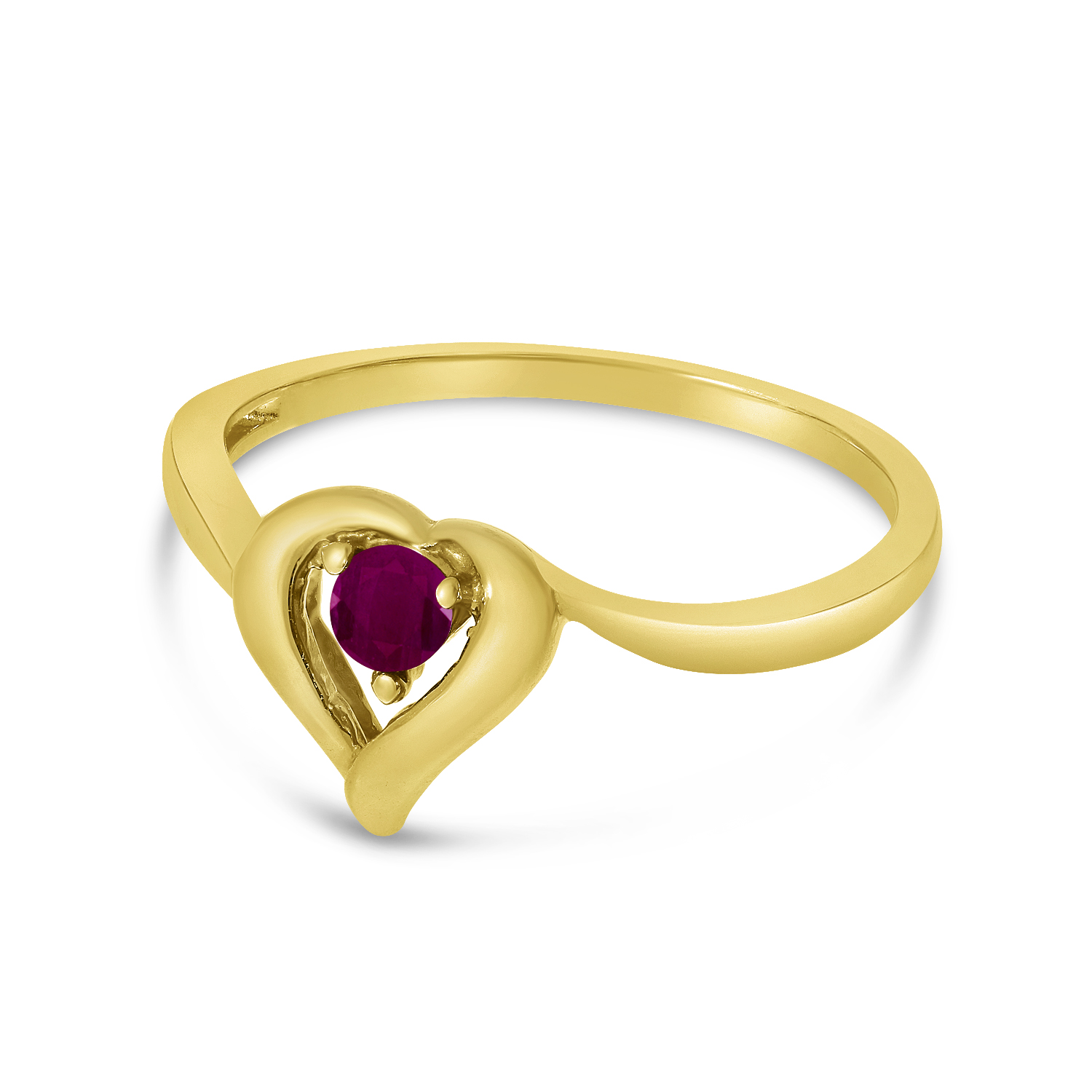 10k Yellow Gold Round Ruby Heart Ring | eBay