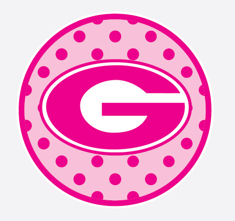 Georgia Bulldogs G Logo PINK POLKA DOT CIRCLE 4" Vinyl Decal UGA Car ...
