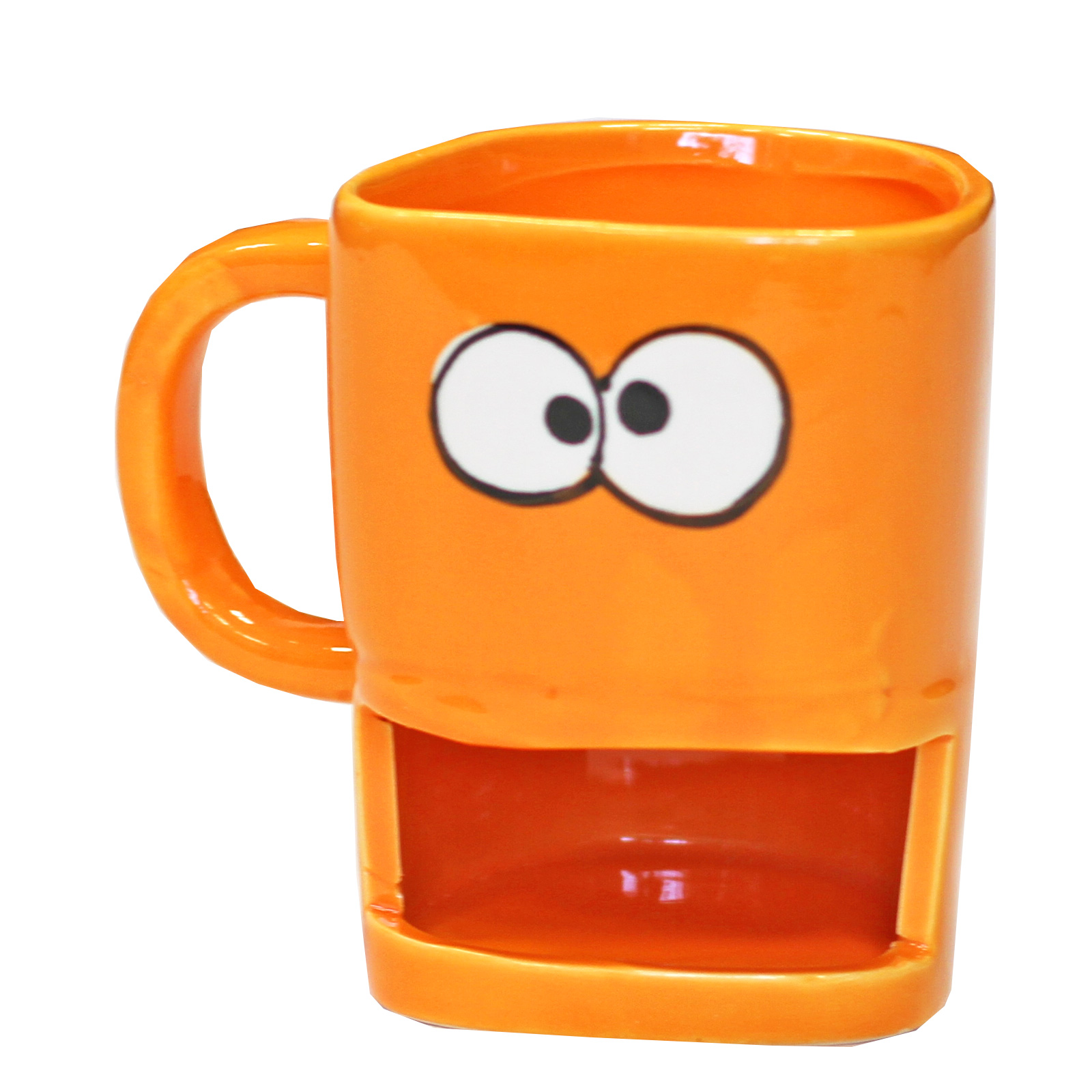 Fun & Quirky! Biscuit Monster Mouth Ceramic Dunk Mug with Cookie Holder ...