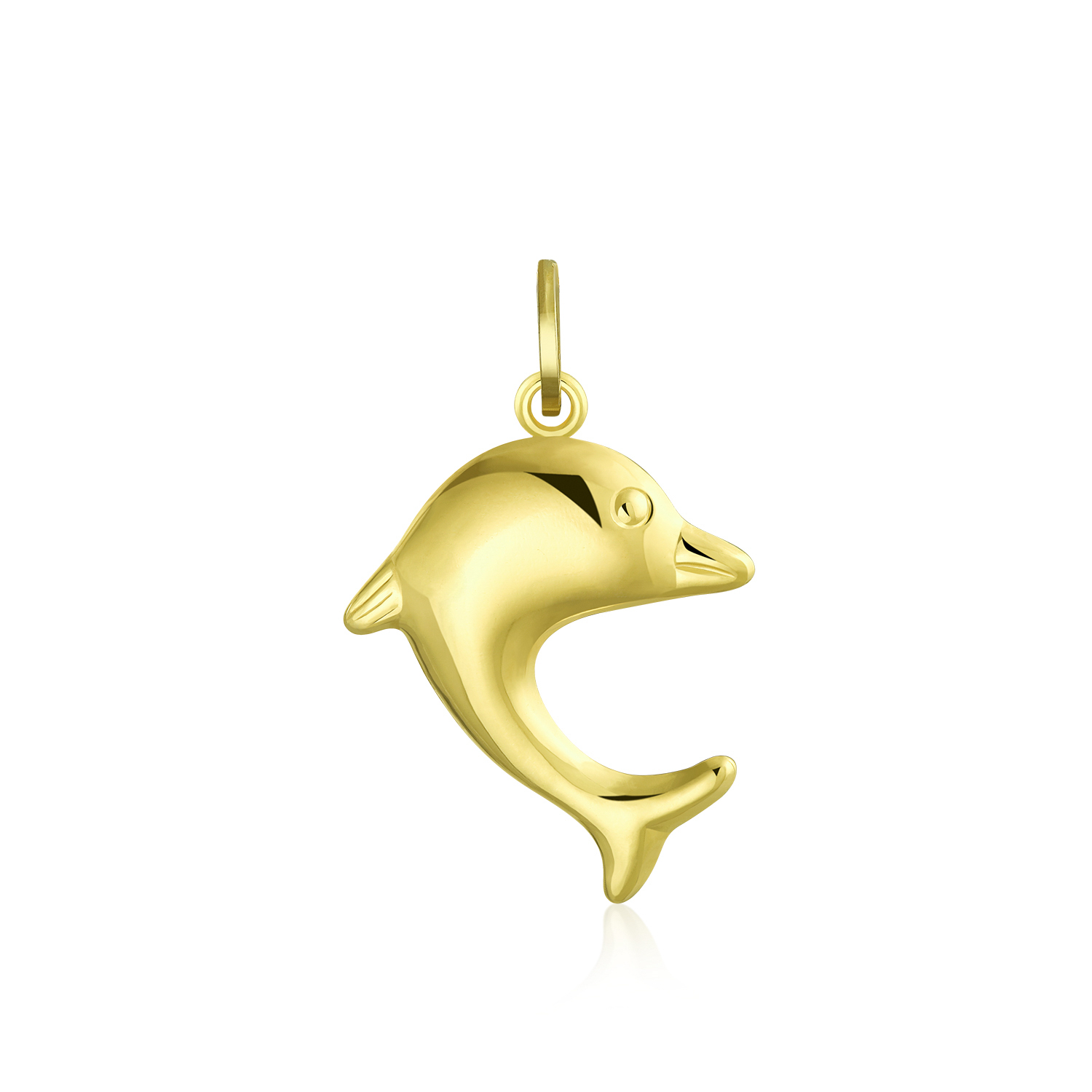14K Yellow REAL Gold Nautical Dolphin Family Pendant | eBay