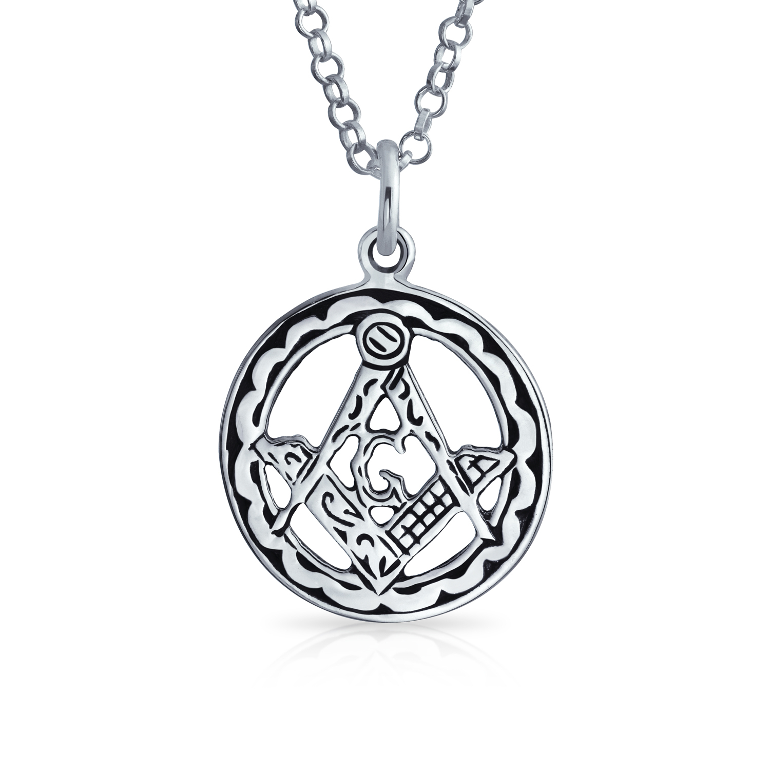 bling jewelry Masonic Freemason Compass Circle Pendant 925 Sterling ...
