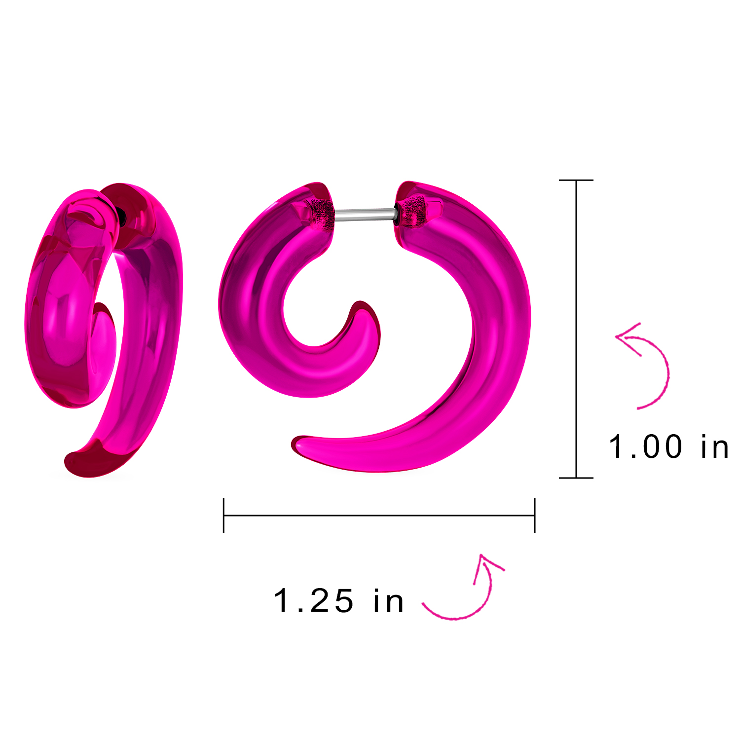 Swirl Spiral Faux Ear Plug Taper Earrings Surgical Steel More Colors | eBay