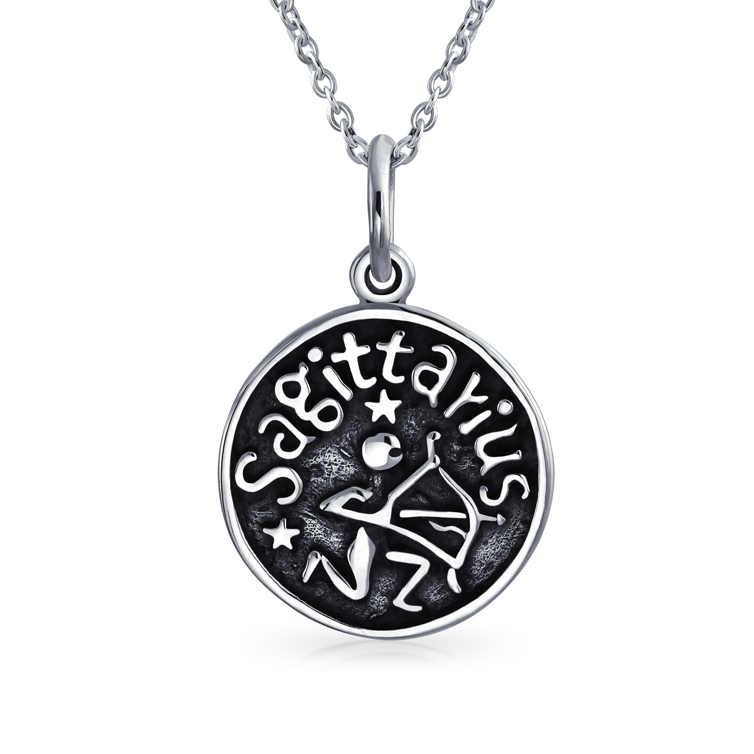 Zodiac Astrology Round Medallion Pendant Necklace 925 Sterling Silver ...