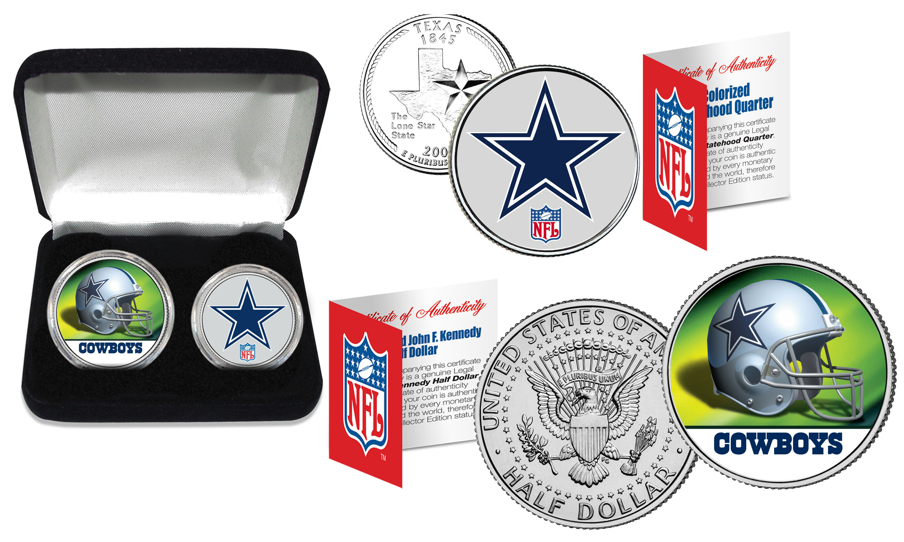 DALLAS COWBOYS Officially Licensed NFL 2-COIN U.S. SET w/ Deluxe ...