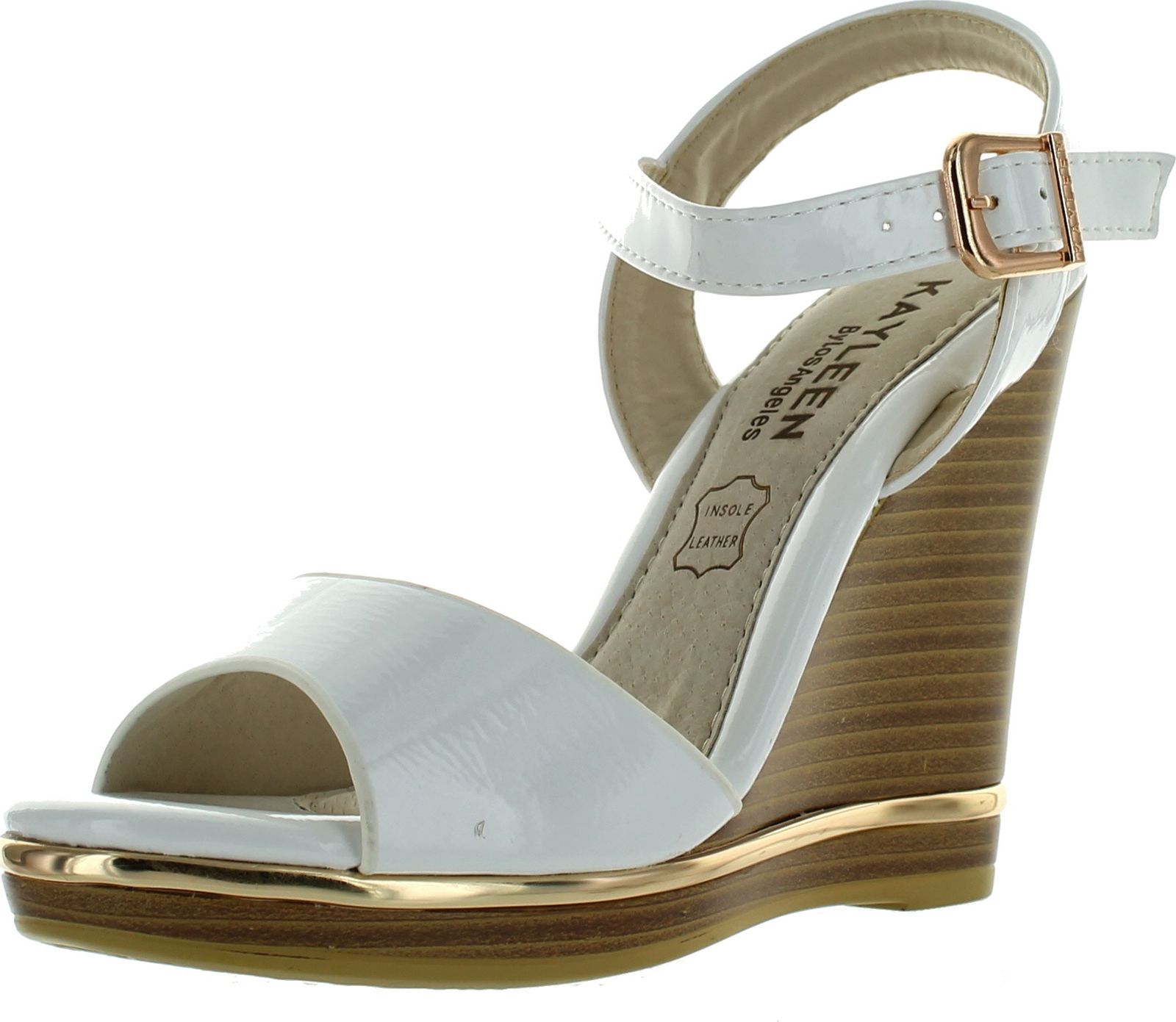 Kayleen Dayla-4 Womens Ankle Strap Metallic Stacked Heel Wedge Sandals ...