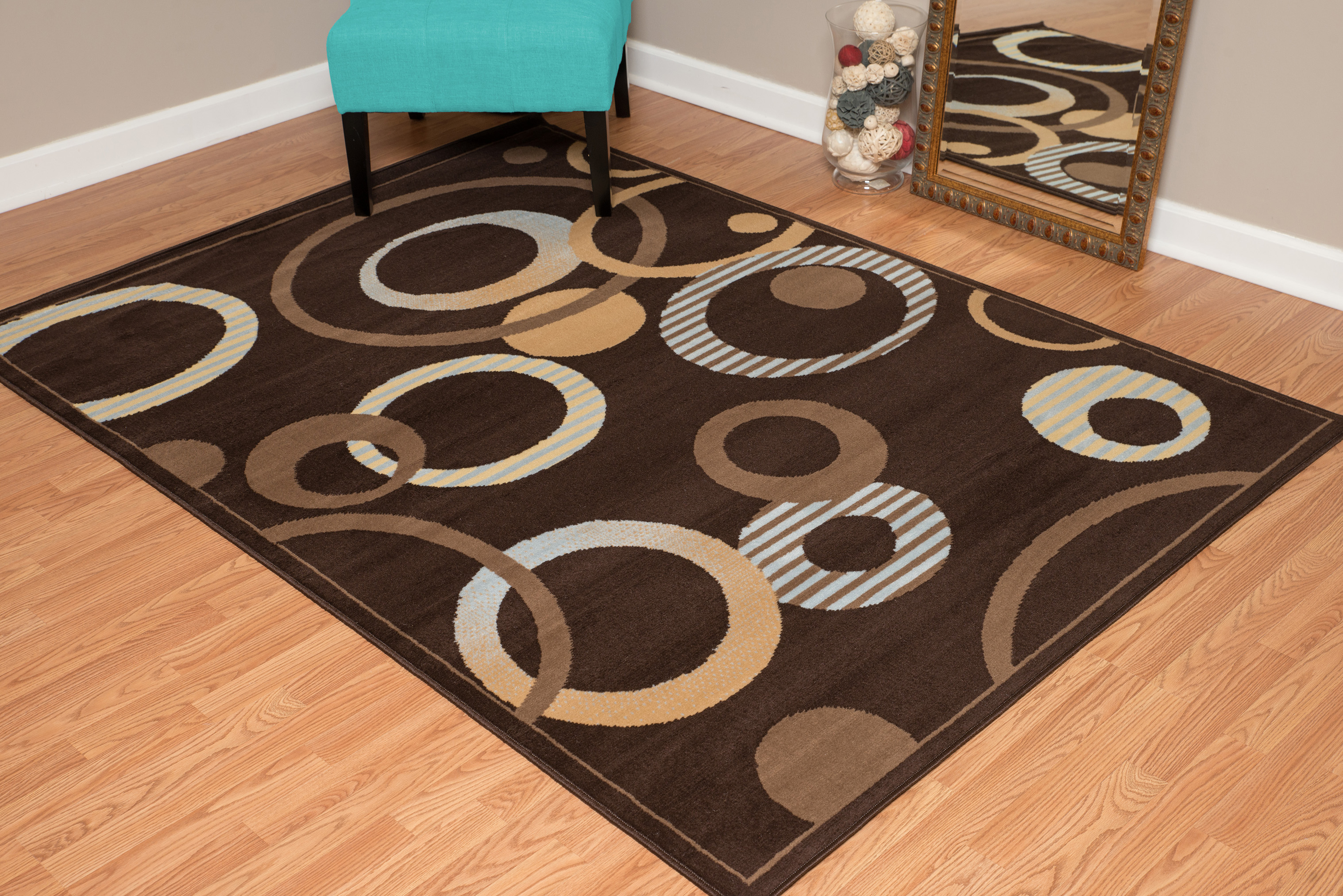 Designer Home Soft Transitional Indoor Modern Area Rug Rings Donuts | eBay