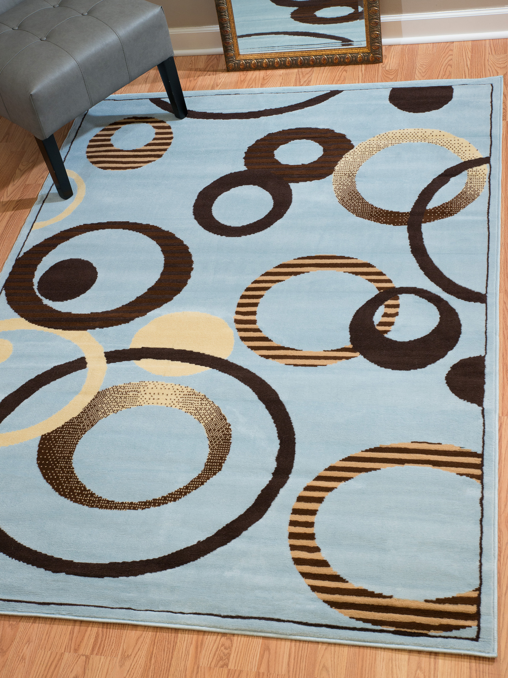 Designer Home Soft Transitional Indoor Modern Area Rug Rings Donuts | eBay
