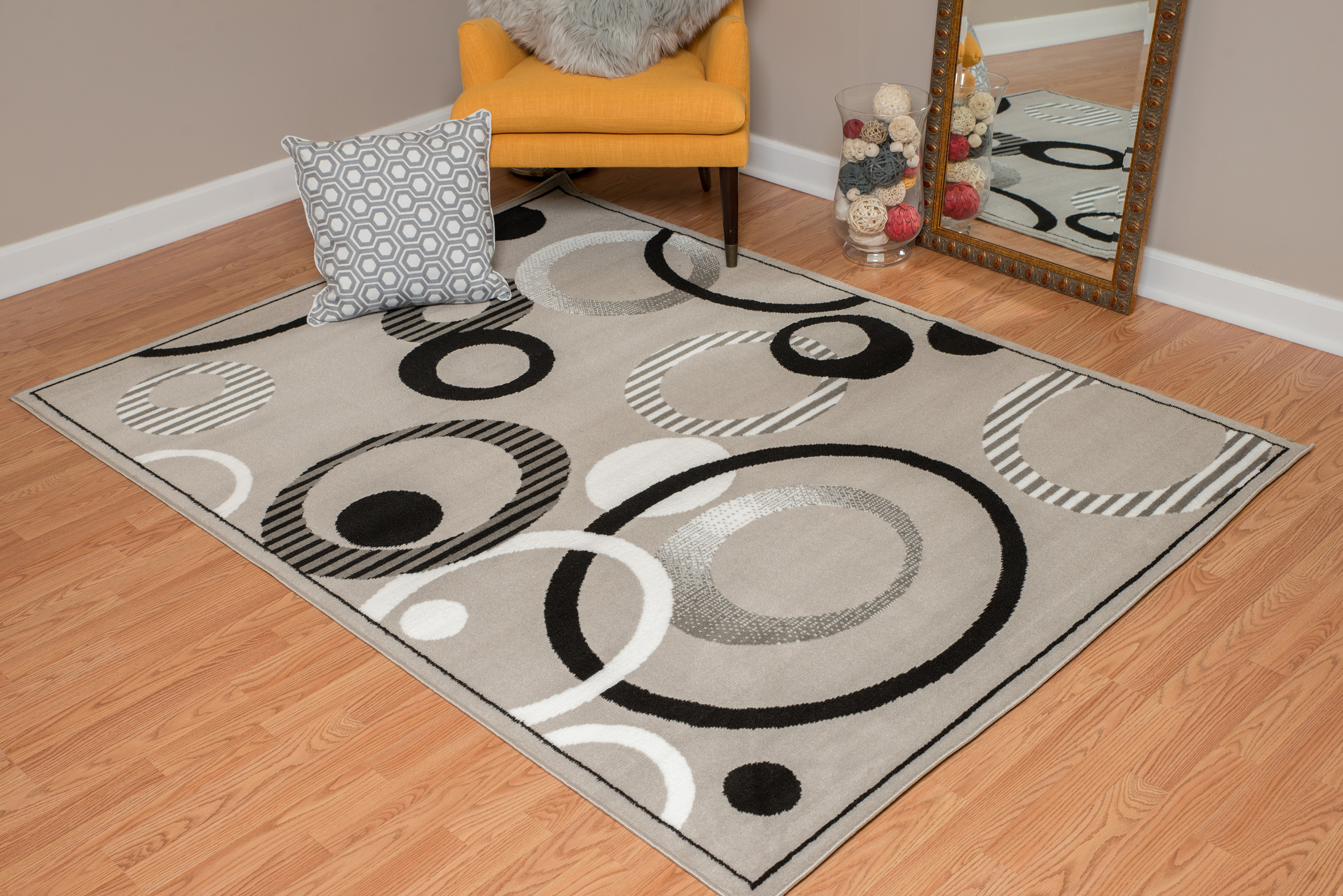 Designer Home Soft Transitional Indoor Modern Area Rug Rings Donuts | eBay