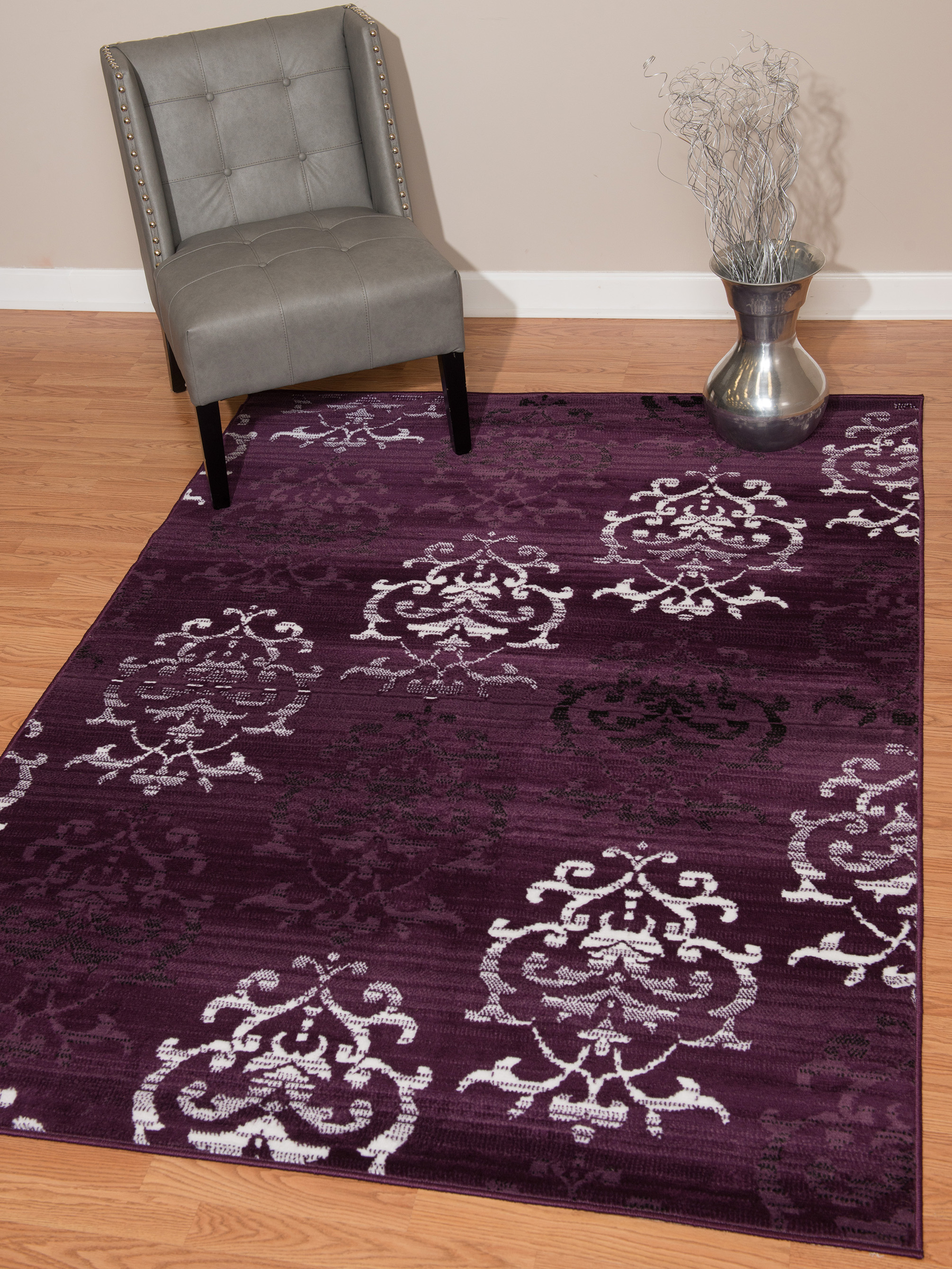 Designer Home Soft Transitional Indoor Modern Area Rug Scrolls Vines ...