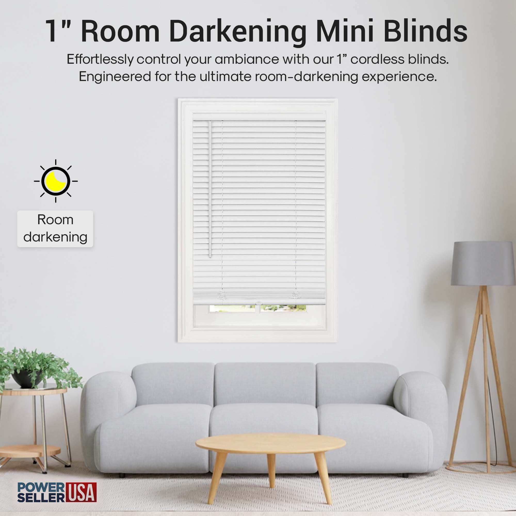 Cordless Window Mini Blinds 1" Slats Room Darkening Vinyl Blind 64 ...
