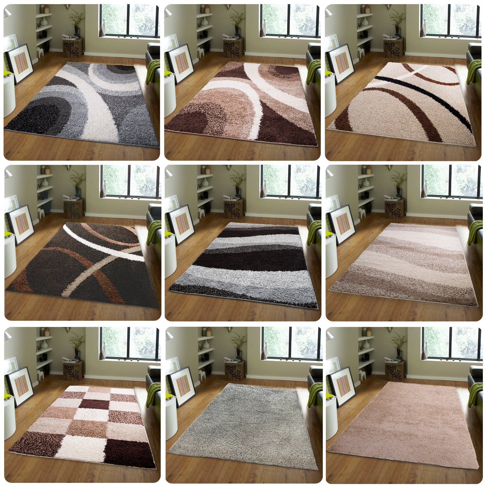 Shag Rugs Modern Area Rug Contemporary Abstract or Solid Shaggy Flokati ...