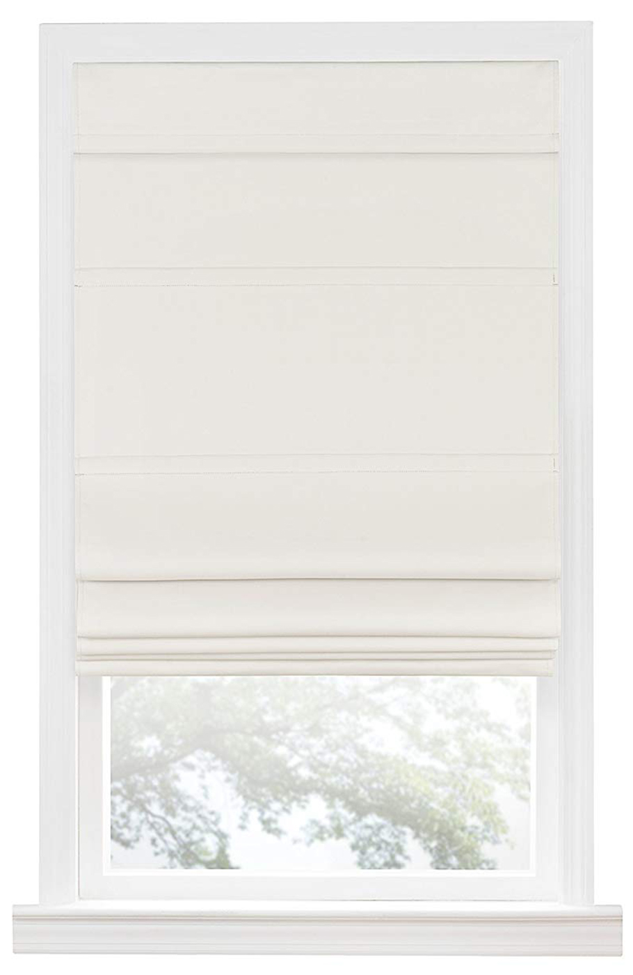 Blackout Cordless Retractable Solid Ivory Window Roman Shades | eBay