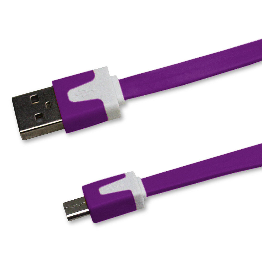 3FT Purple Micro USB to USB Flat Charger Sync Data Cable Cord for HTC ...