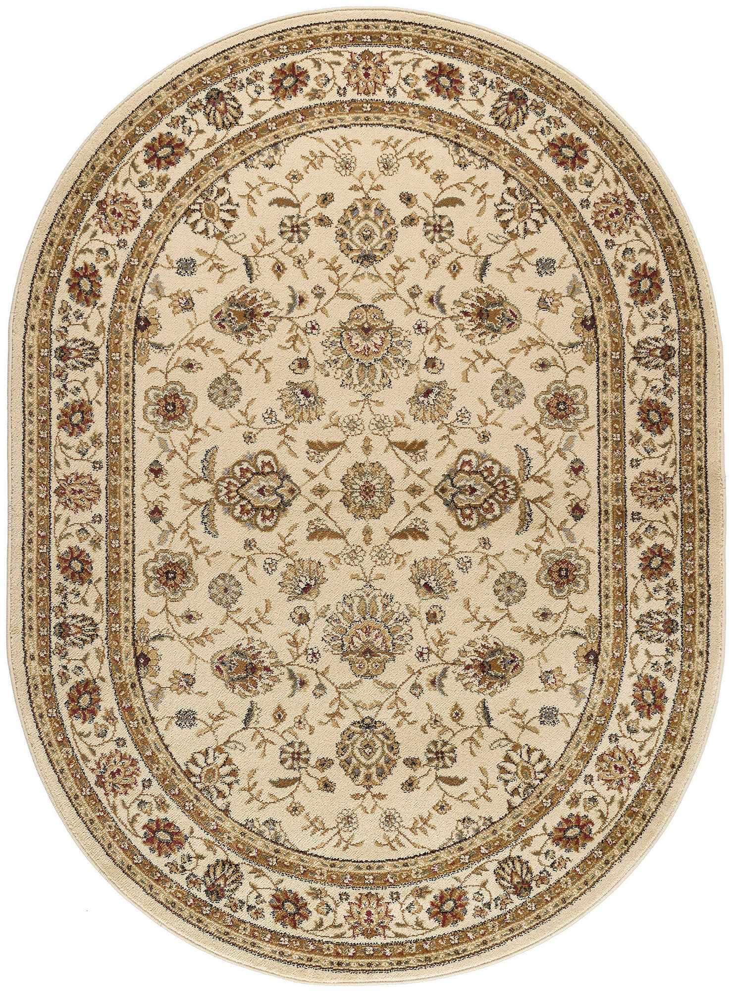 Ivory Oriental 8' Vine Oval Area Rug Border Persien Carpet: Actual 6'7 ...