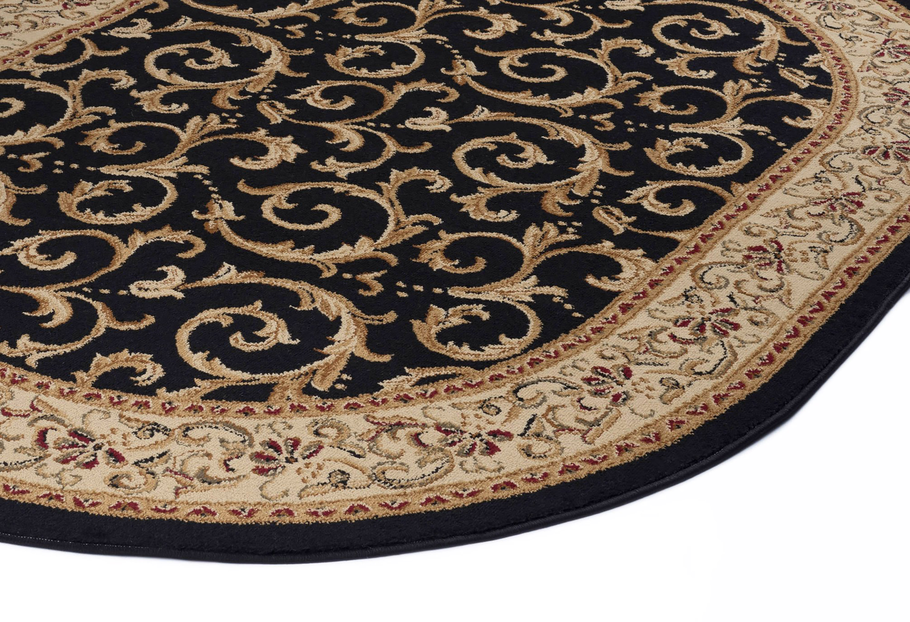 Black Traditional European Scrolls Vines Area Rug Border Leaves Persien ...