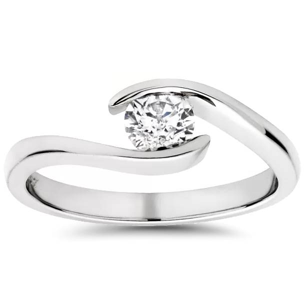 Pompeii3 Solitaire Round Diamond Engagement Ring 1/3 ct Bypass Tension ...