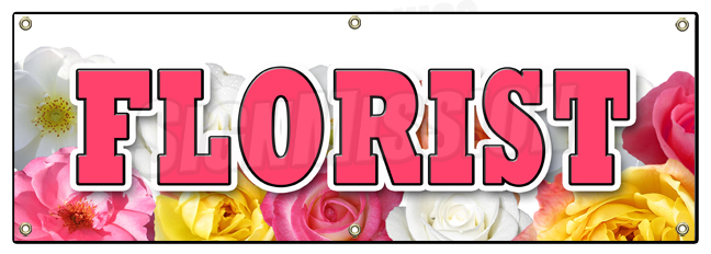 72" FLORIST BANNER SIGN roses flower shop arrangements delivery fresh ...