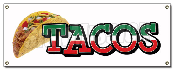 TACOS BANNER SIGN taco stand cart mexican signs mexico burrito food ...