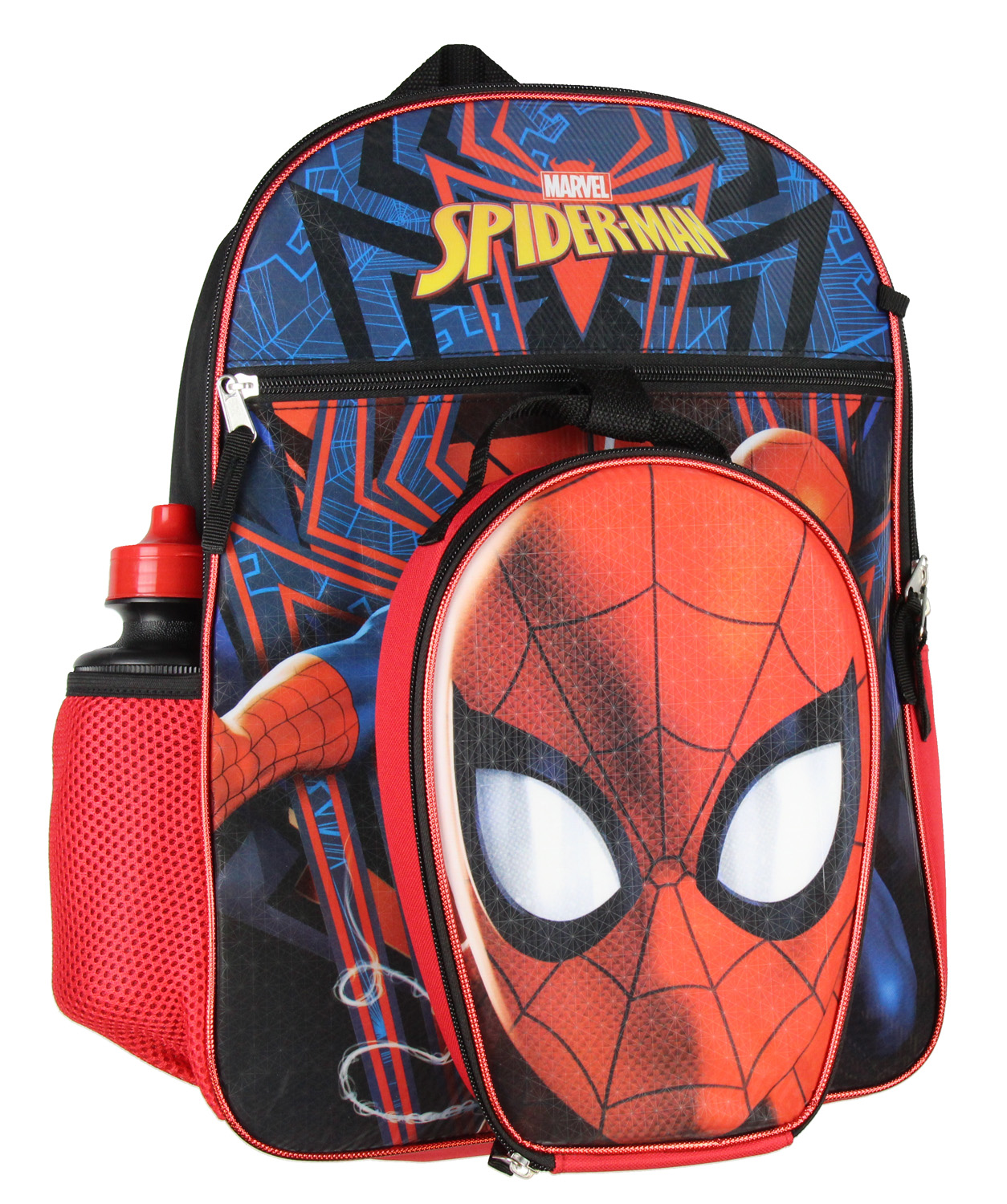 Marvel Spider-Man Backpack Kids 16" 5PC Water Bottle School Combo Set ...