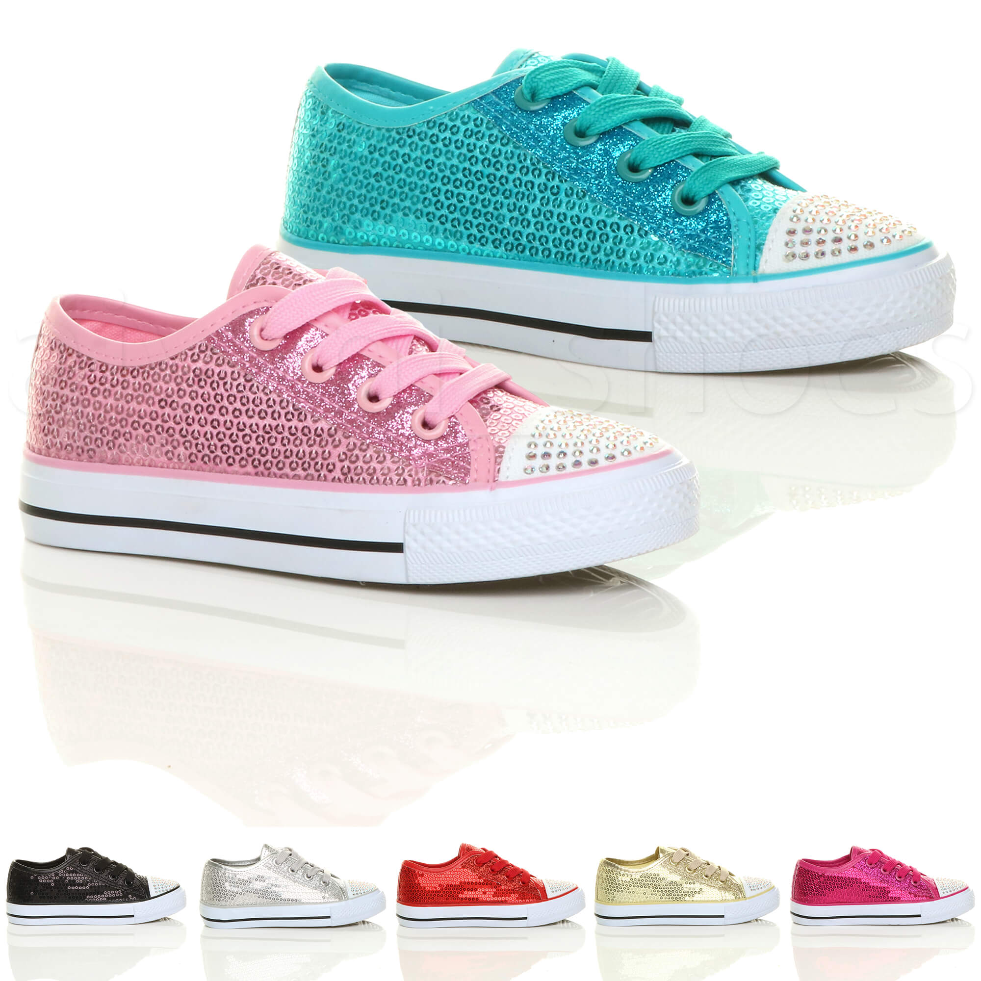 Scarpe Da Ginnastica Scarpe Da Ginnastica Per Bambini Bambini Glitter Piatte Con Lacci Taglia