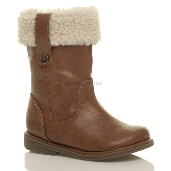 Stivali Invernali In Pelliccia Con Polsino E Cerniera Al Polsino Bambine Bambini Tacco Basso Tacco Piatto Misura