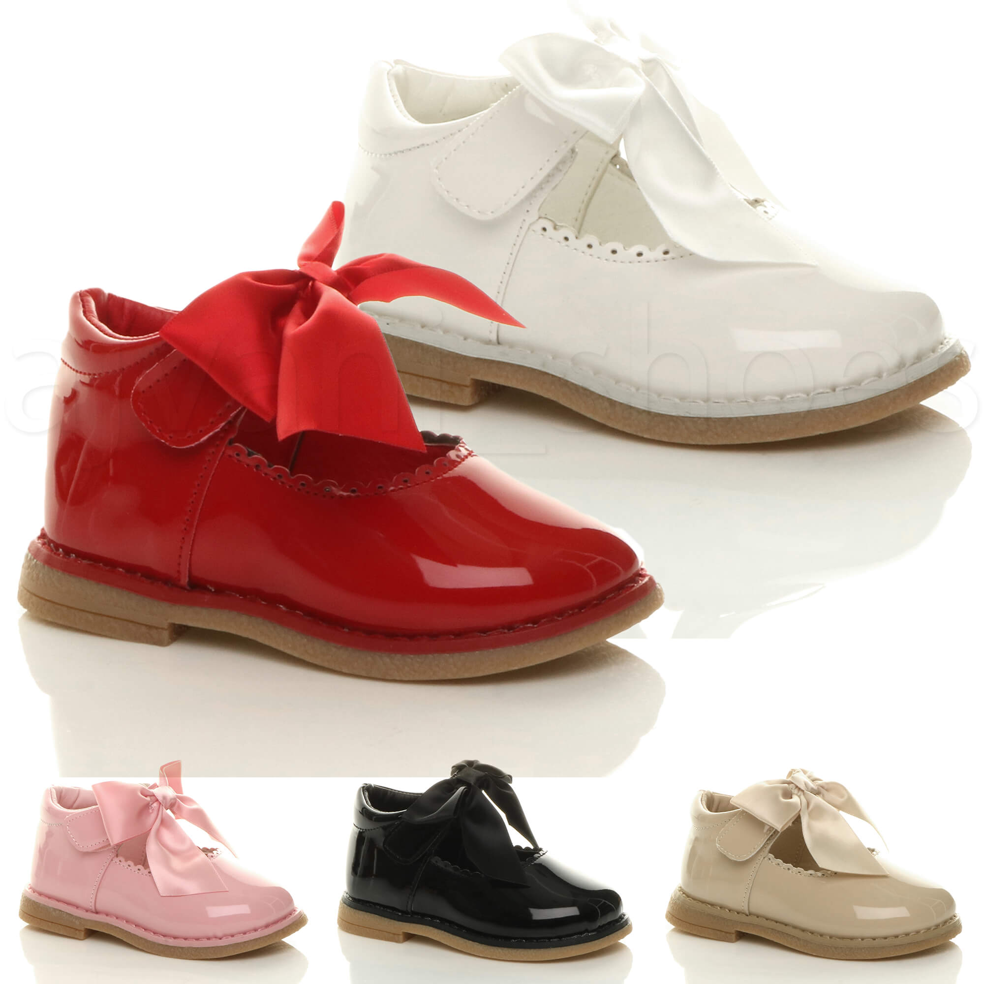 Scarpe Fiocco A Nastro Smerlate Bambine Mary Jane Tagliate