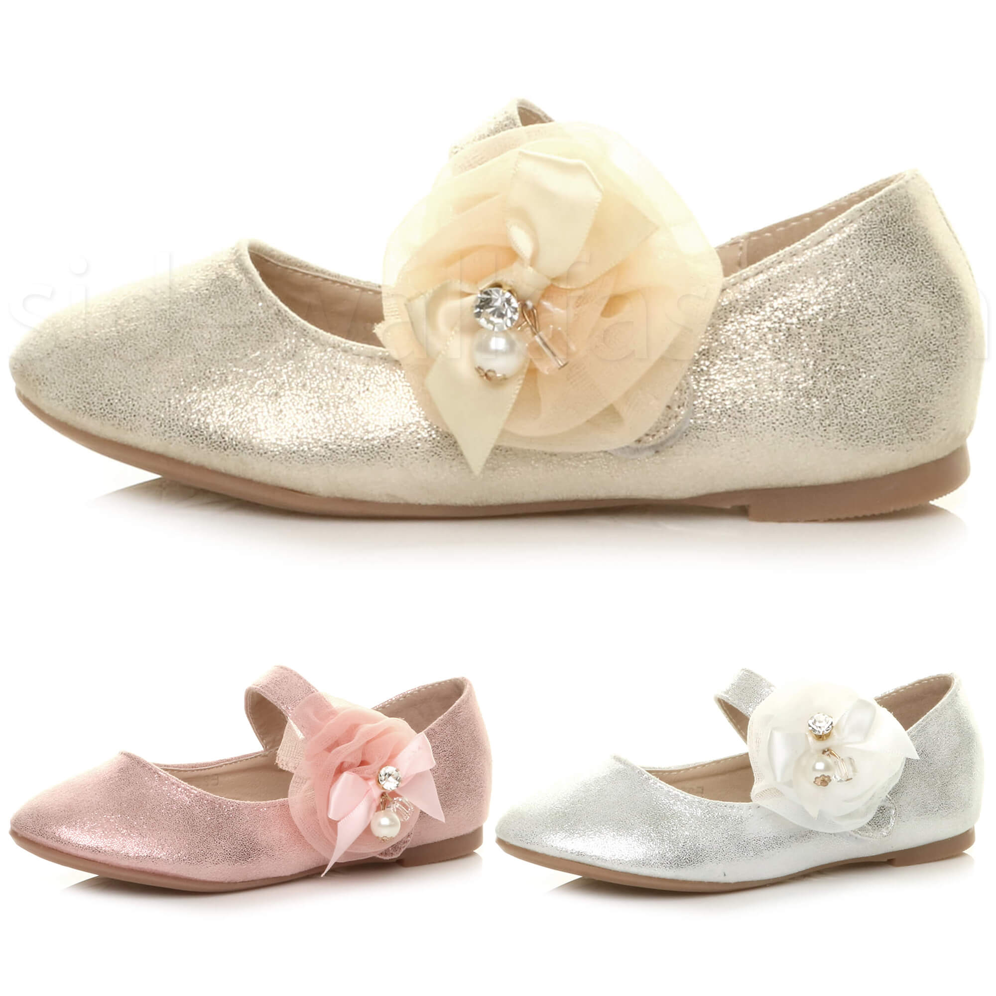 Piatti da ballo per bambine bambini mary jane fiore damigella d'onore festa glitter taglia