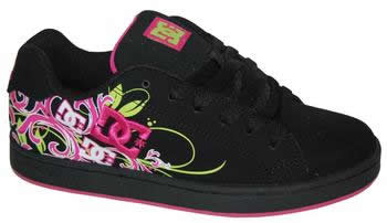 Womens DC Pixie Scroll Black/Crazy Pink Skate Shoes