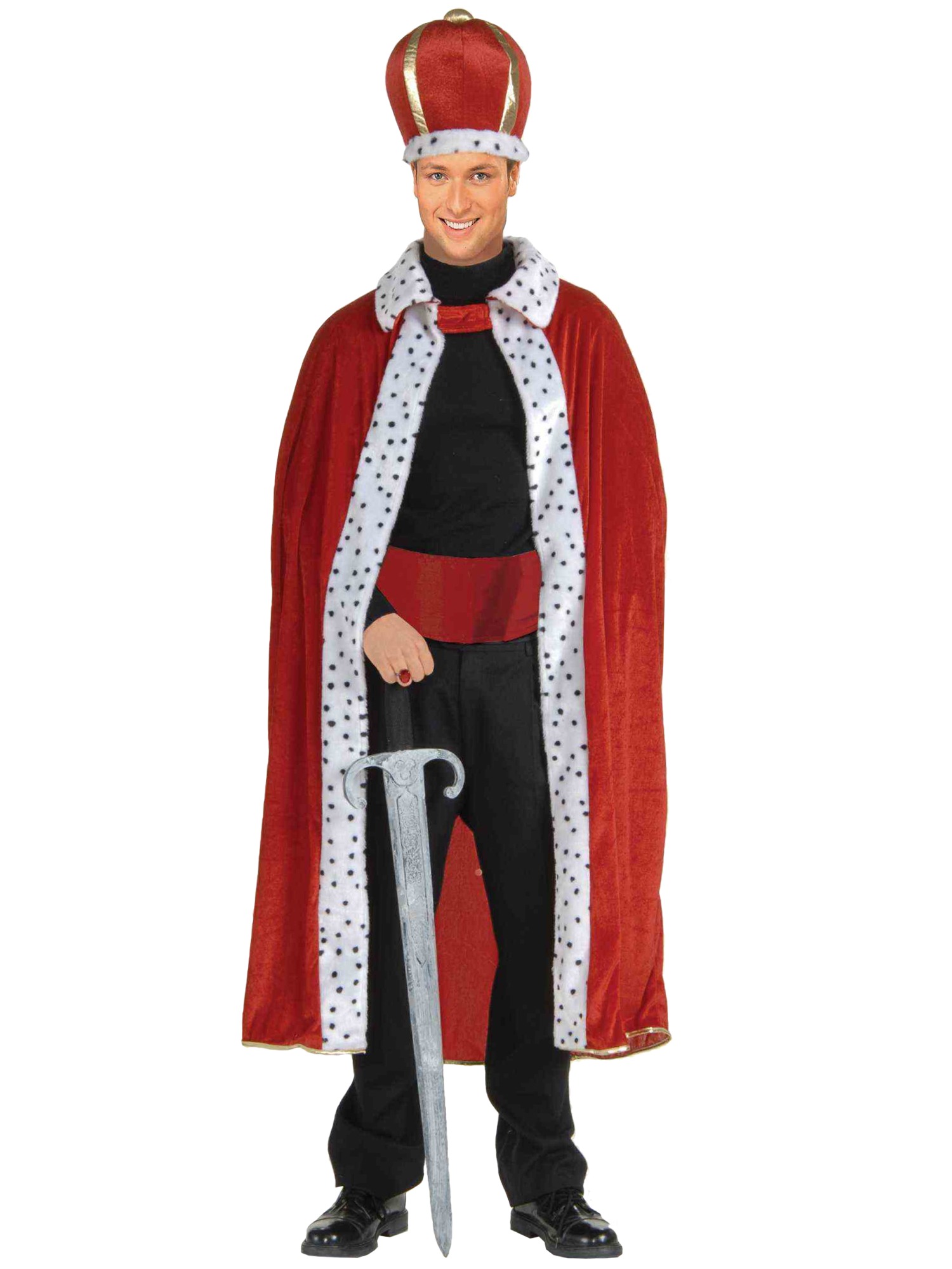 King Red Robe Crown Renaissance Medieval Royal Fairytale Book Week Mens